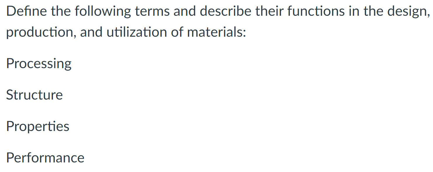 Solved Define the following terms and describe their | Chegg.com