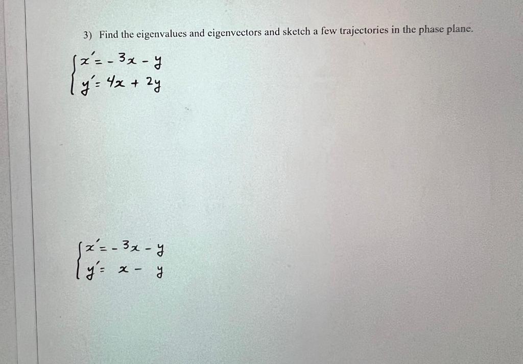 Solved 3) Find the eigenvalues and eigenvectors and sketch a | Chegg.com