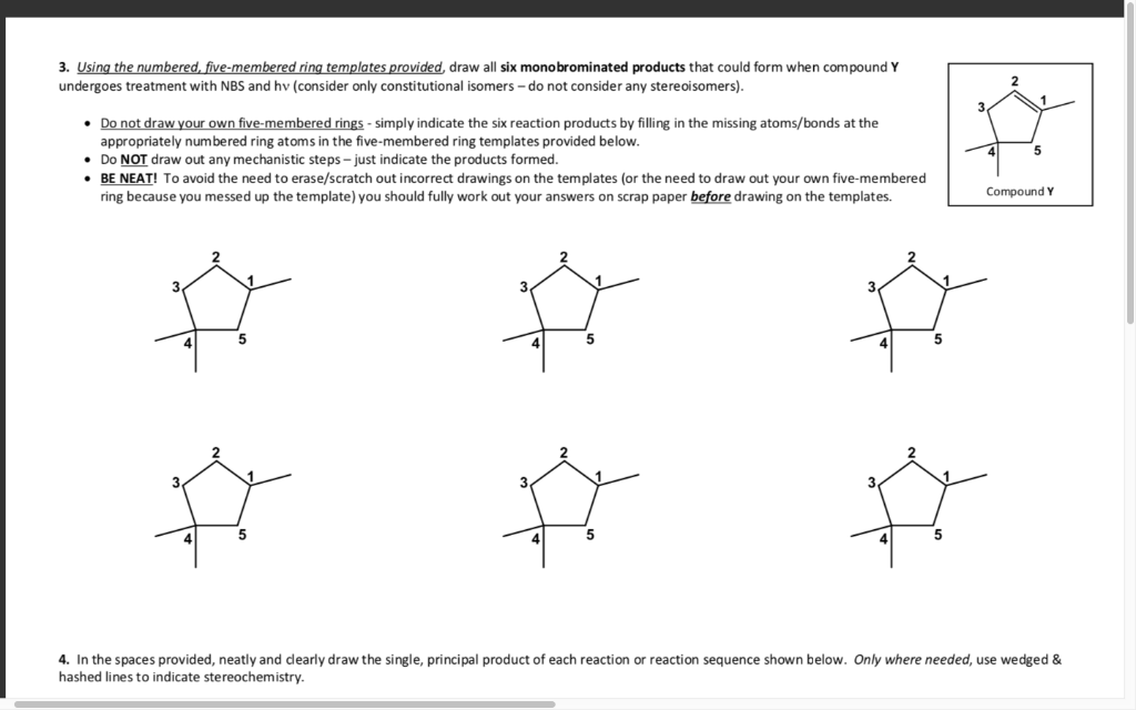 Solved 3. Using the numbered. five-membered ring templates | Chegg.com