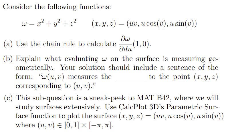 Solved Consider the following functions: | Chegg.com