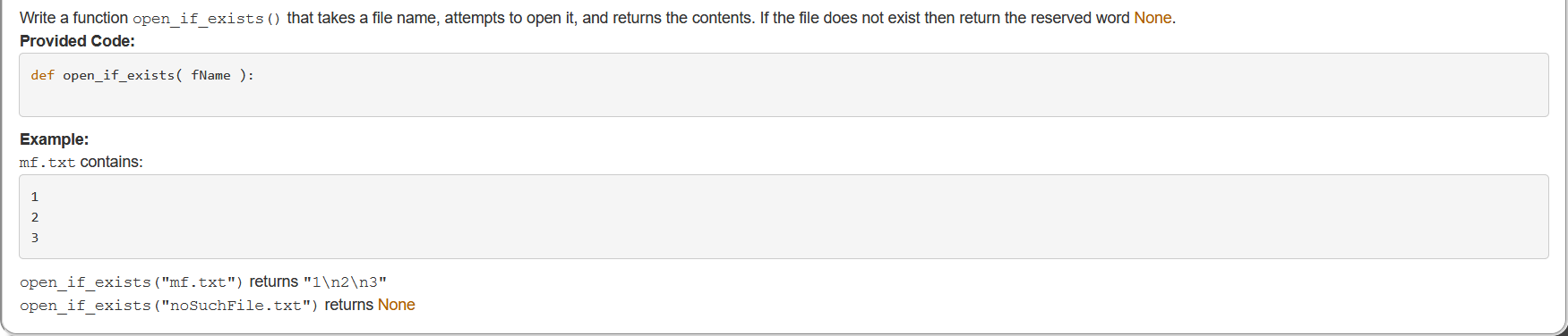 Solved Write a function open_if_exists() that takes a file | Chegg.com