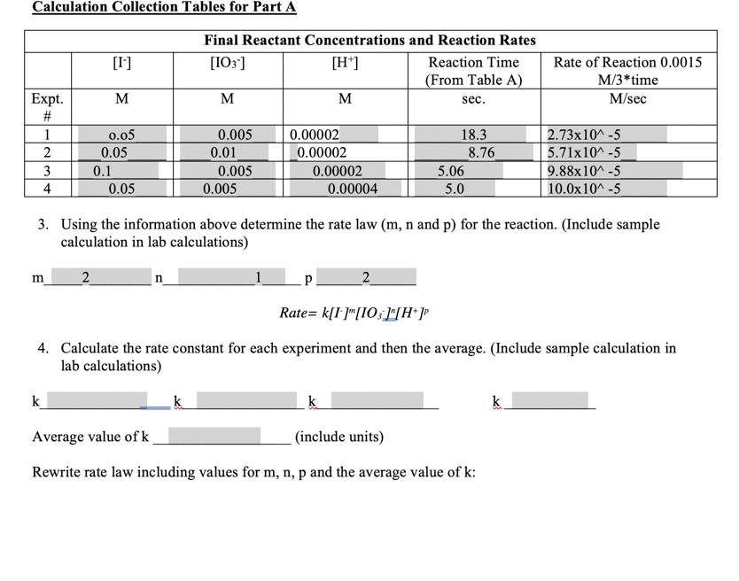Solved Calculation Collection Tables for Part A [1] Final | Chegg.com