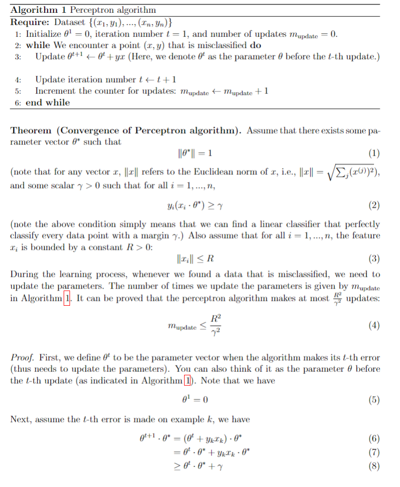 Solved 1 Perceptron algorithm: proof of convergence | Chegg.com