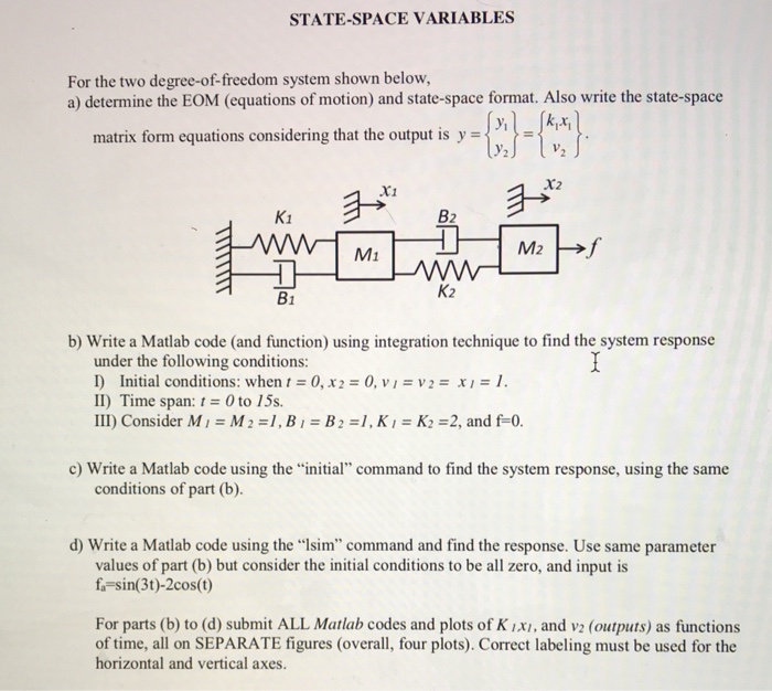 Solved STATE-SPACE VARIABLES For the two degree-of-freedom | Chegg.com