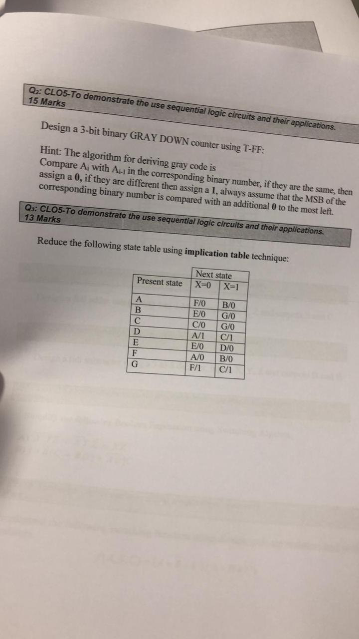 Solved Q2: CLO5-To demonstrate the use sequential logic | Chegg.com