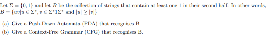 Solved Let Σ={0,1} and let B be the collection of strings | Chegg.com