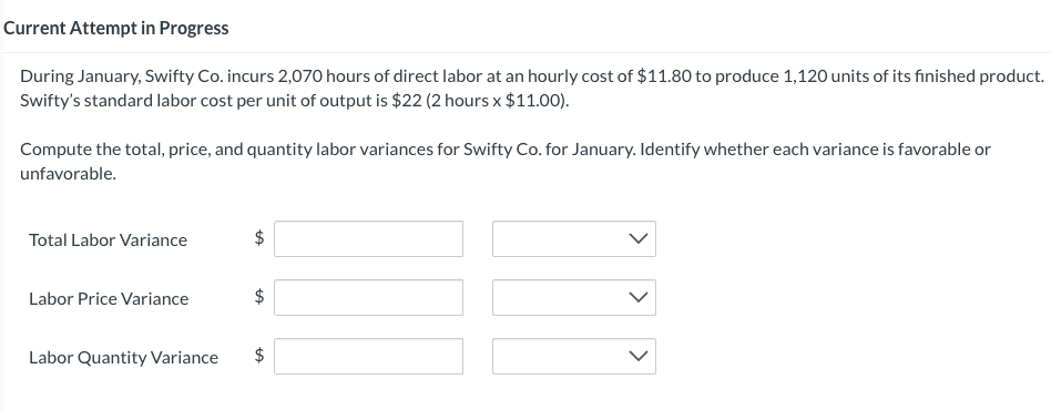 Solved Current Attempt in ProgressDuring January, Swifty Co. | Chegg.com