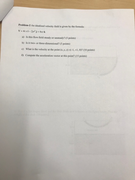 Solved Problem-2 An idealized velocity field is given by the | Chegg.com