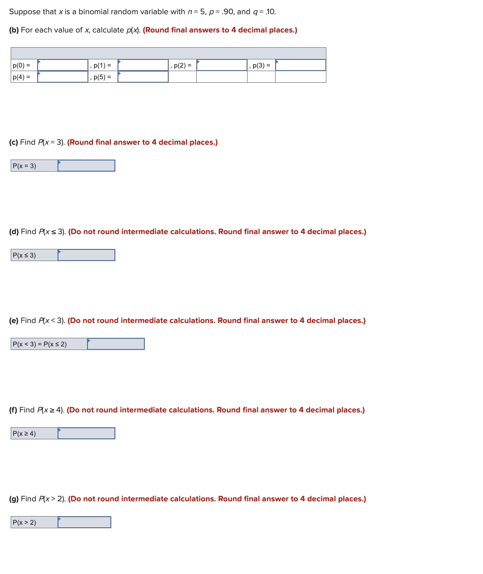 Solved Suppose that x is a binomial random variable with | Chegg.com