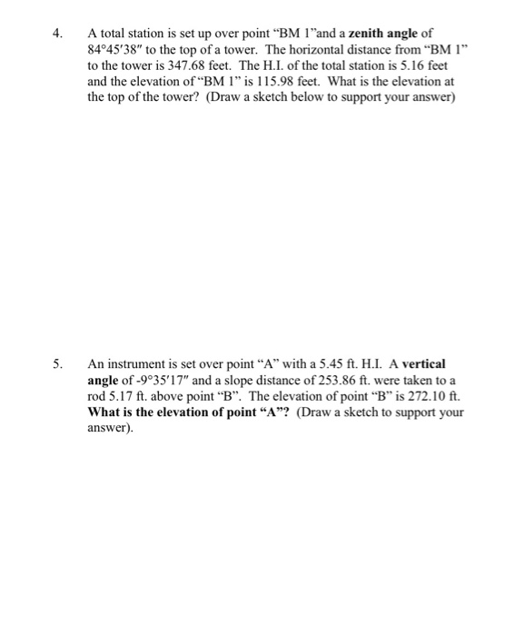 Solved A total station is set up over point "BM I"and a | Chegg.com