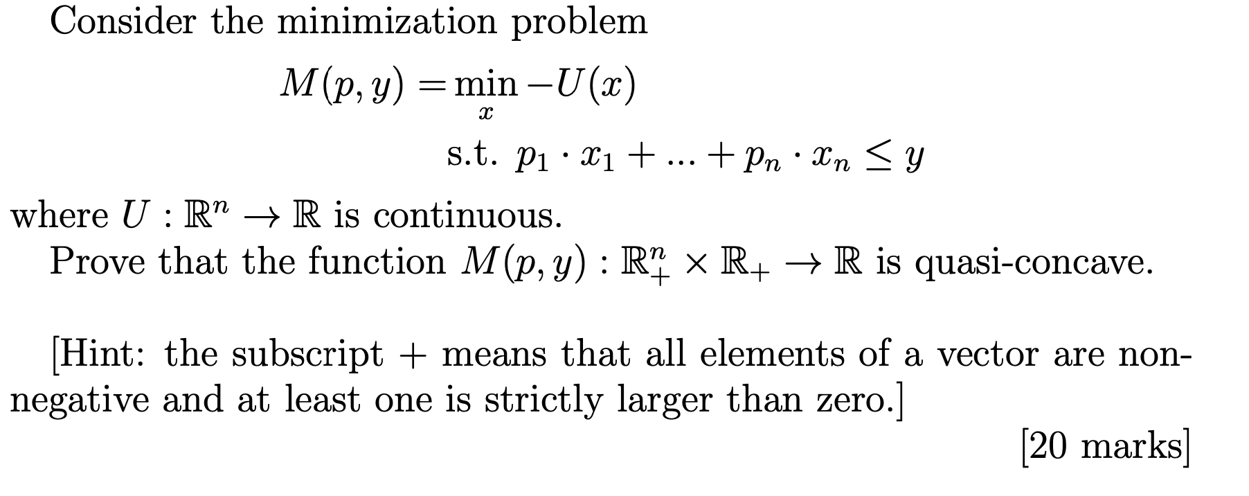 Solved Consider the minimization problem M(p, y) = min | Chegg.com