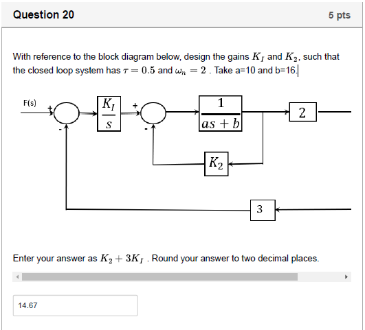 Solved Question 20 5 pts With reference to the block diagram | Chegg.com