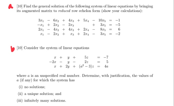 Solved 10 Find the general solution of the following system | Chegg.com