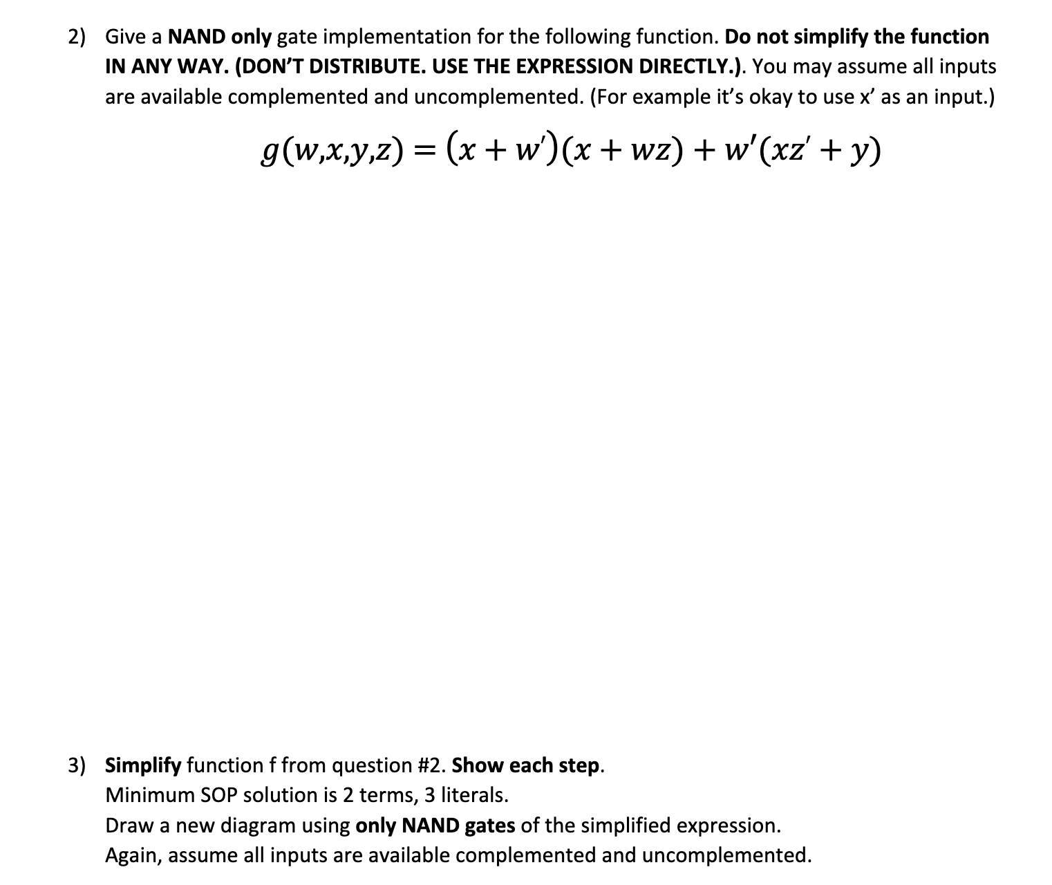 Solved Give a NAND only gate implementation for the | Chegg.com