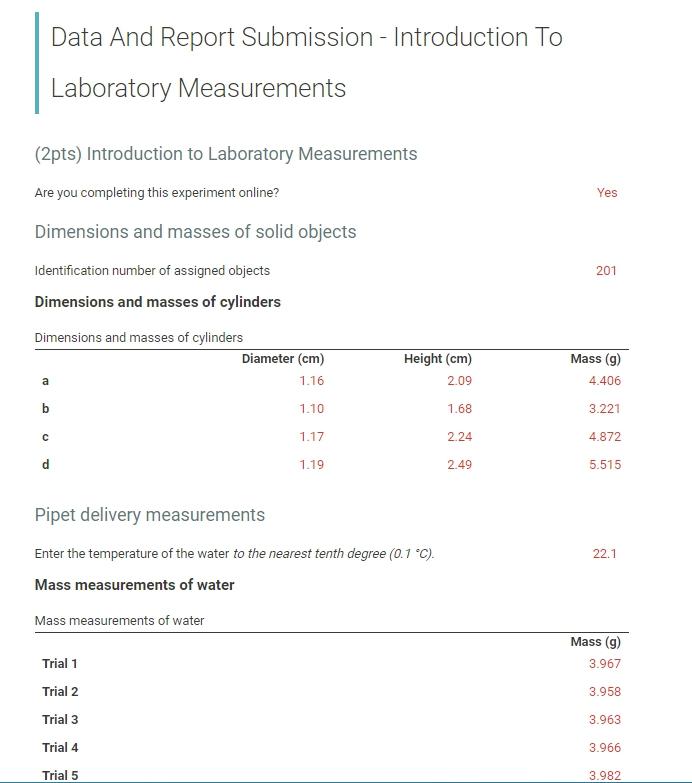 Solved What is the CV for the mass value? What is the CV for | Chegg.com