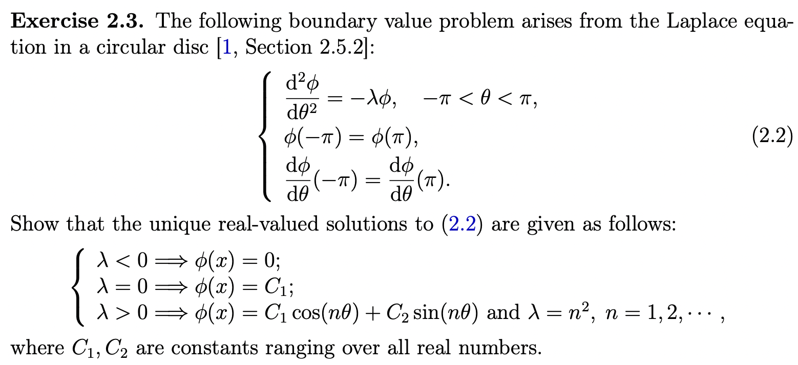 Solved Exercise 2.3. The following boundary value problem | Chegg.com