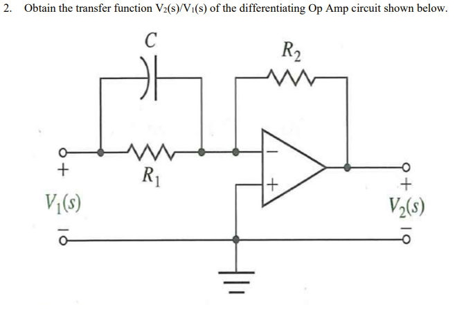 Solved Obtain the transfer function V2( s)/V1( s) of the | Chegg.com