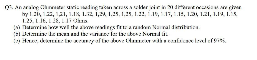 Q3. An analog Ohmmeter static reading taken across a | Chegg.com