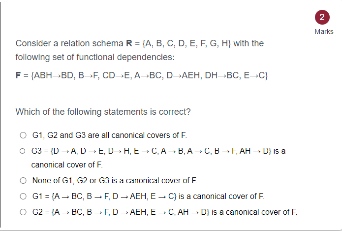 Solved N Marks Consider a relation schema R = {A, B, C, D, | Chegg.com