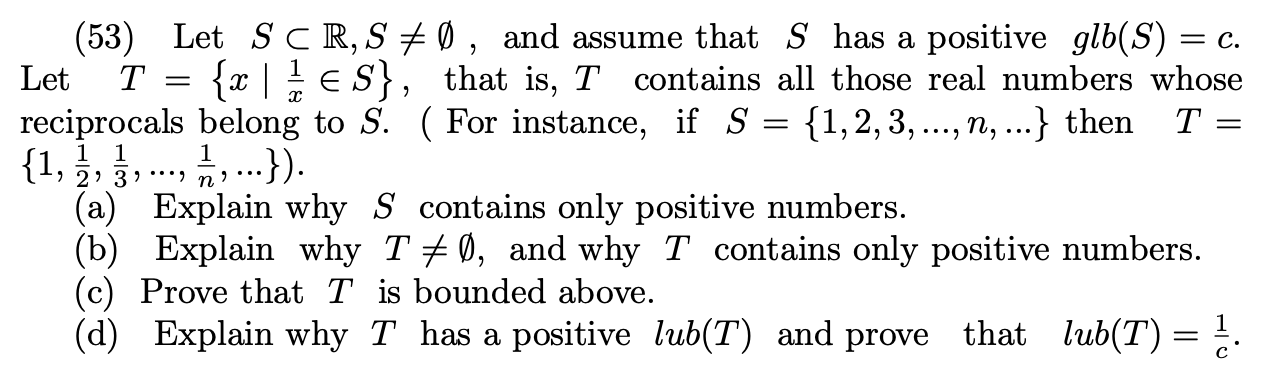 Solved This problem set focuses on bounded sets of real | Chegg.com