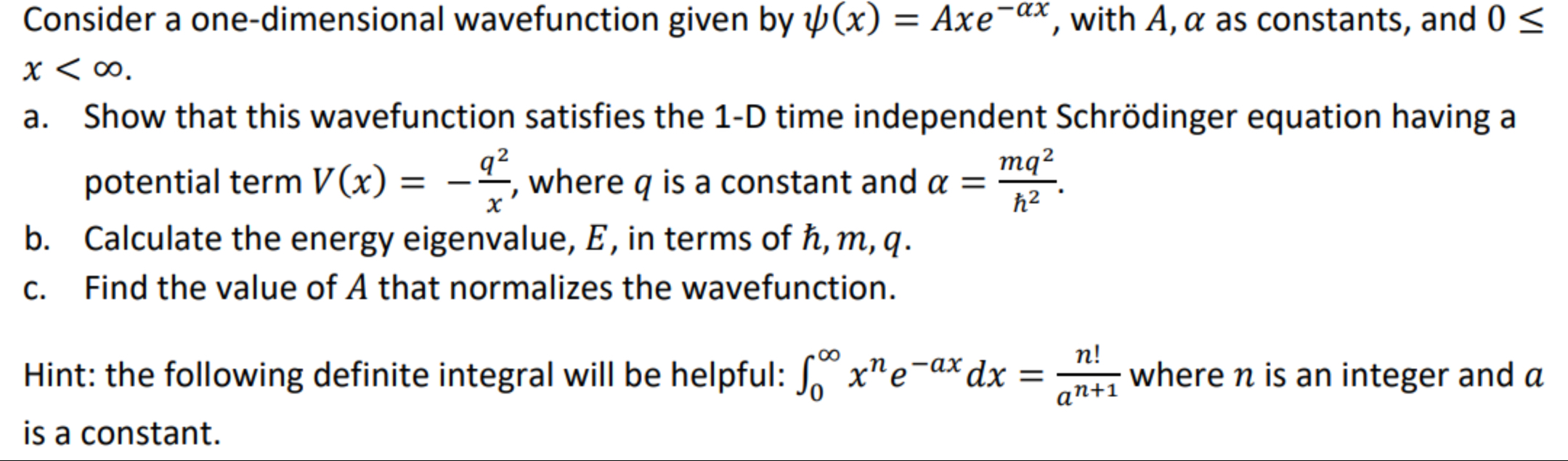 Solved Consider a one-dimensional wavefunction given by | Chegg.com