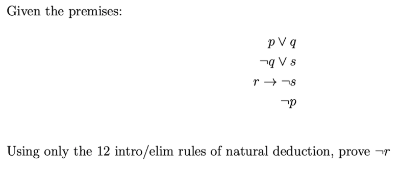 Solved Given the premises: pva q vs r 75 тр Using only the | Chegg.com