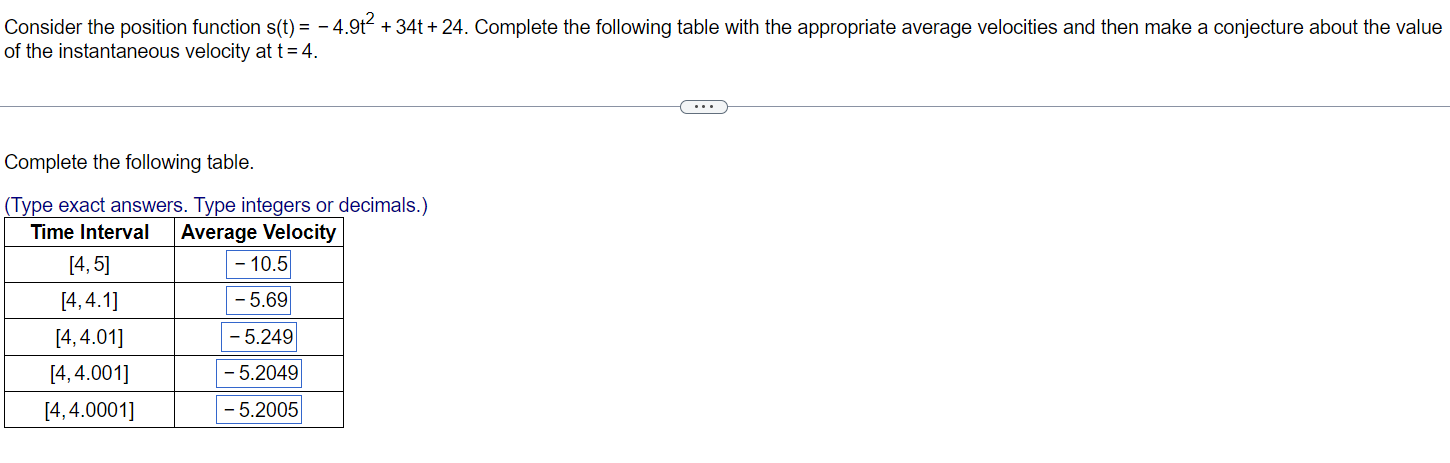 Solved Consider The Position Function S T −4 9t2 34t 24
