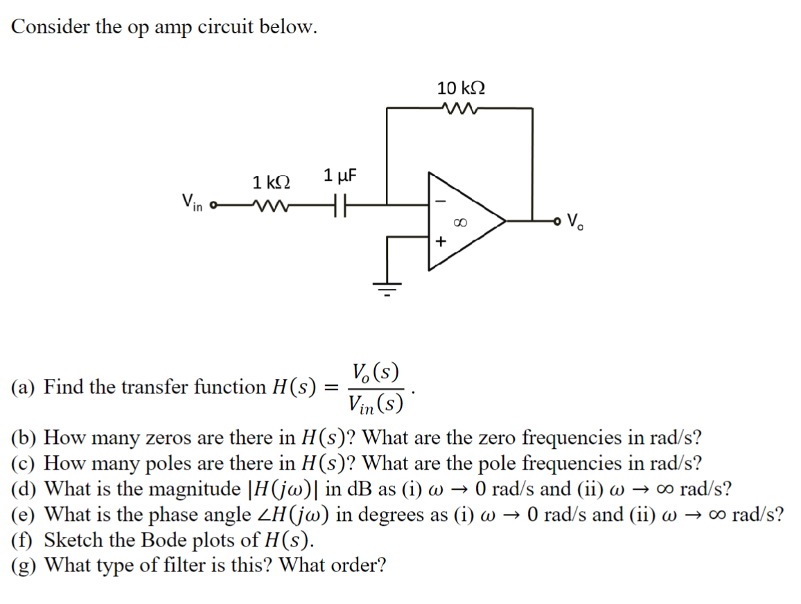 Solved Consider the op amp circuit below. (a) Find the | Chegg.com