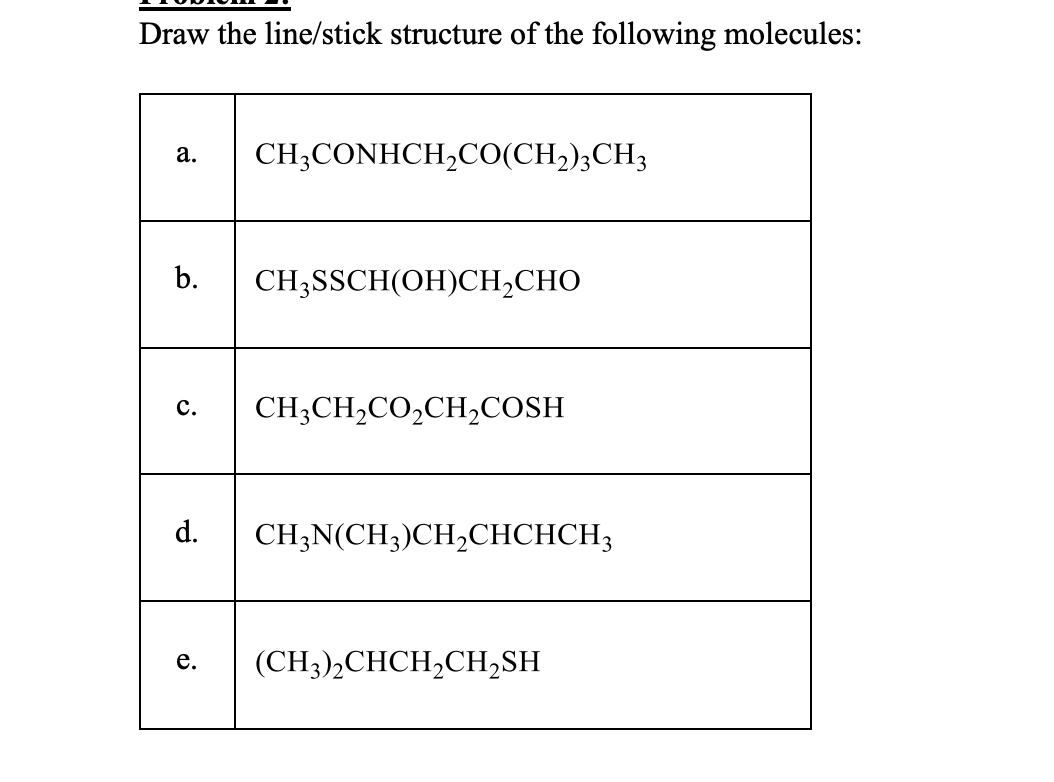 DRAW LINE/STICK STRUCTURE | Chegg.com