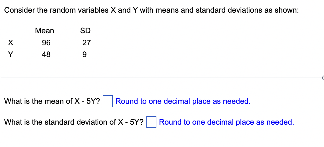 Solved Consider the random variables X and Y with means and | Chegg.com