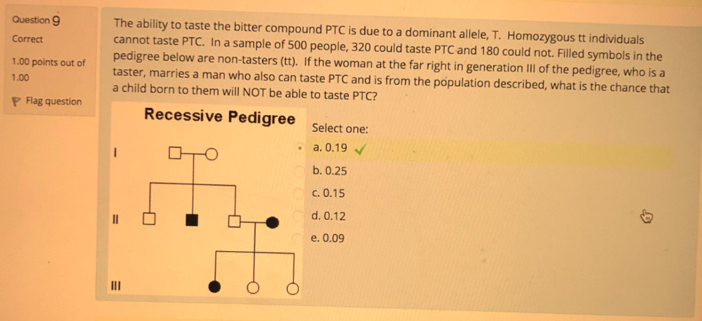 Solved The ability to taste PTC is due to a dominant allele, | Chegg.com