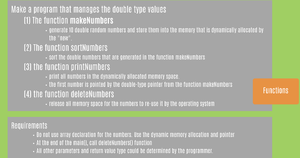 Solved Make a program that manages the double type values | Chegg.com
