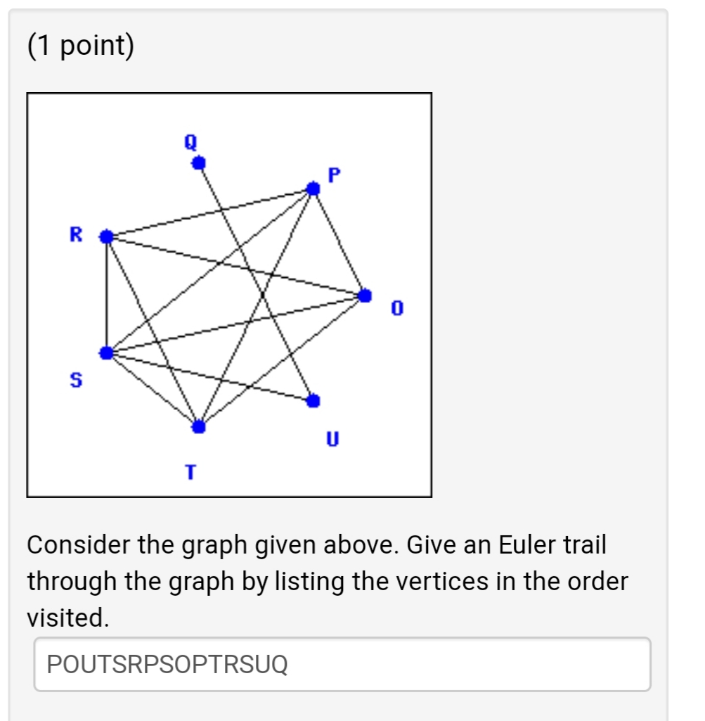Solved (1 point) S T Consider the graph given above. Give an | Chegg.com