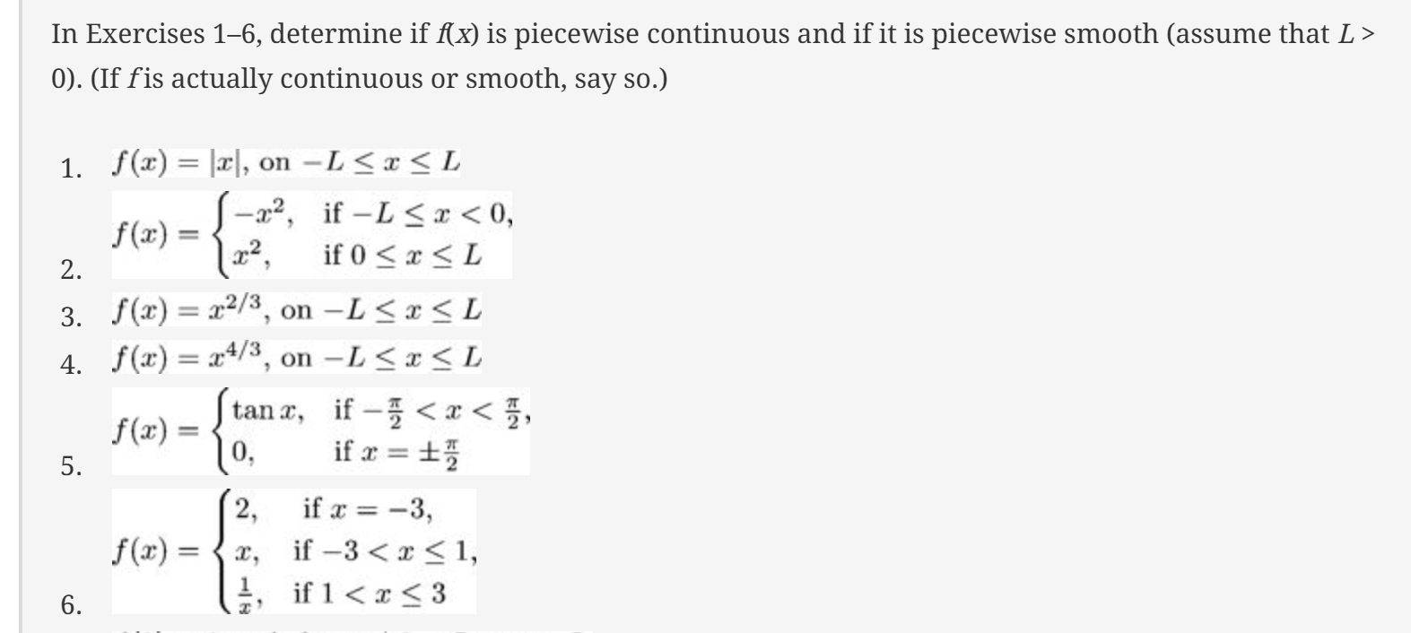 Solved In Exercises 1-6, determine if f(x) is piecewise | Chegg.com
