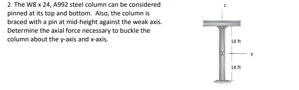 Solved 2. The W8 ×24, A992 steel column can be considered | Chegg.com
