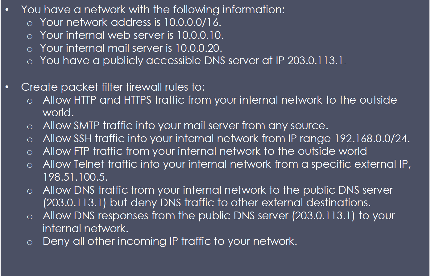 You have a network with the following information: o | Chegg.com