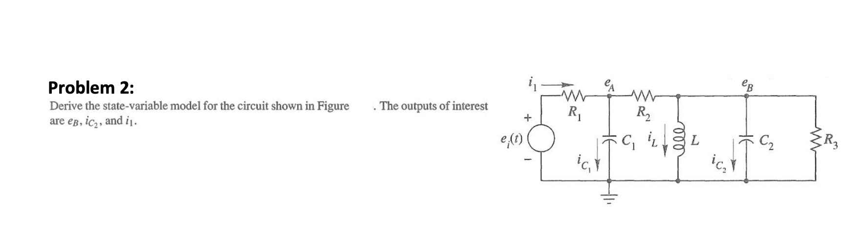 Solved Problem 2:Derive the state-variable model for the | Chegg.com