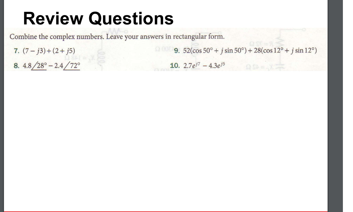 Solved Review Questions Combine the complex numbers. Leave | Chegg.com