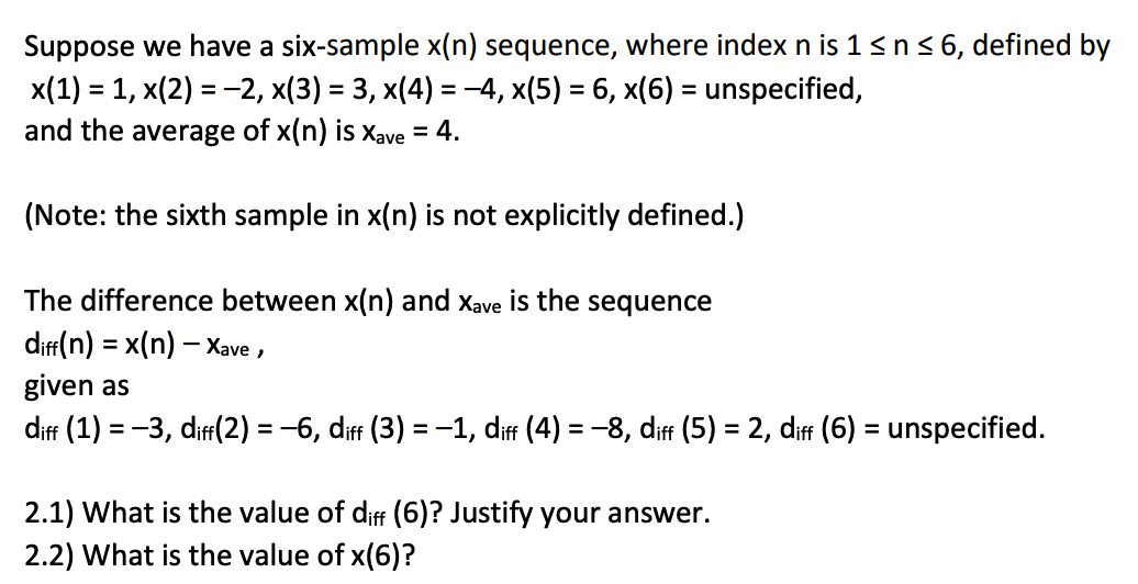 Solved Suppose we have a six-sample x(n) sequence, where | Chegg.com