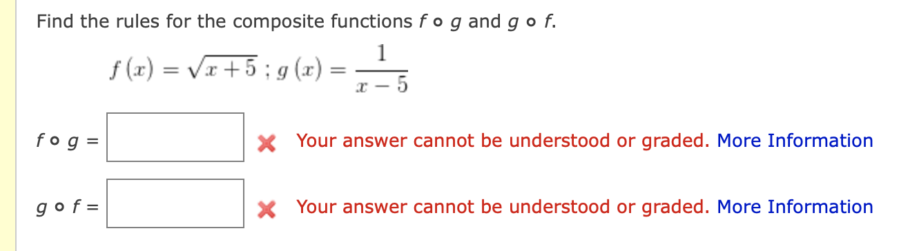 Solved Find the rules for the composite functions f∘g and | Chegg.com