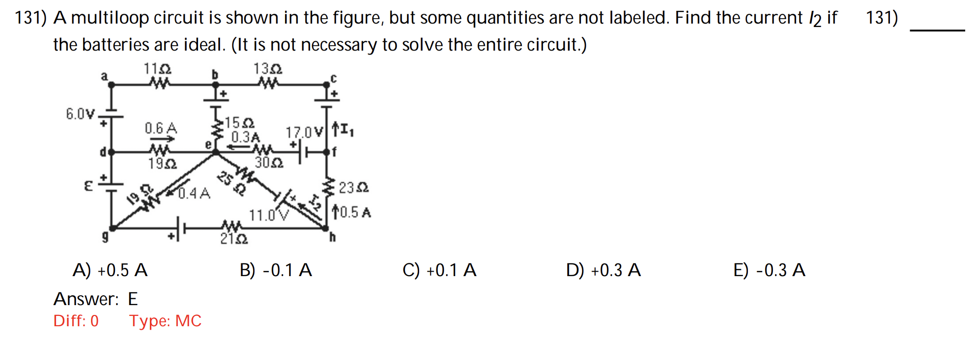 Solved 131) A multiloop circuit is shown in the figure, but | Chegg.com