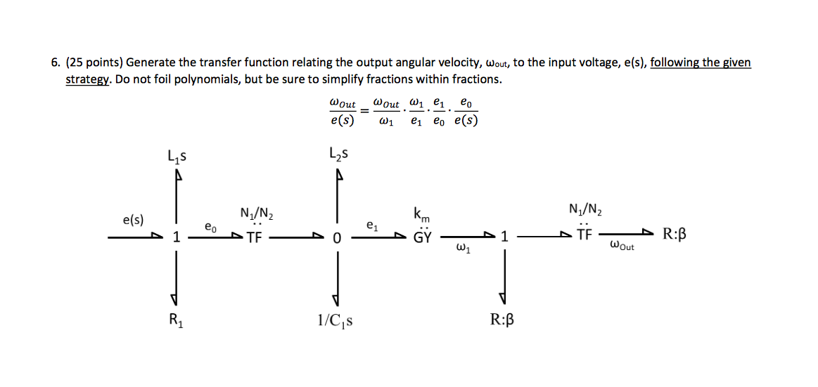 Solved 6. (25 points) Generate the transfer function | Chegg.com