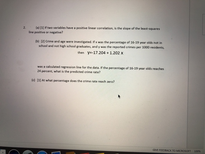 Solved 2. (a) [1] If two variables have a positive linear | Chegg.com