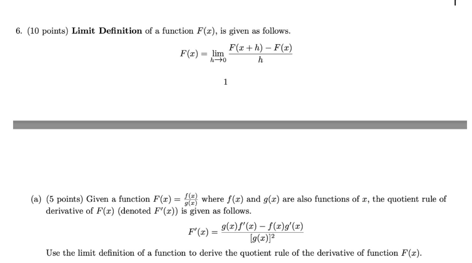 Solved 6. (10 points) Limit Definition of a function F(x), | Chegg.com