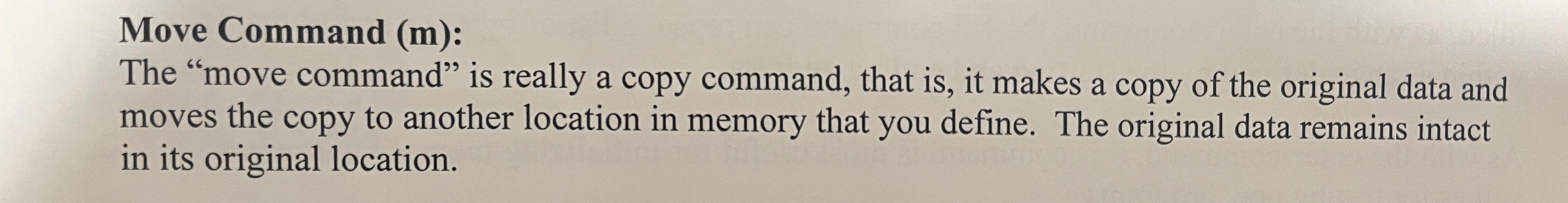 Solved Move Command (m): The "move command" is really a copy | Chegg.com