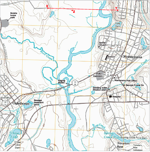 Solved Using the Montezuma, Georgia topographic map in the | Chegg.com