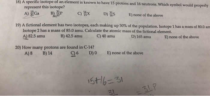 Solved specific an element is known to have 15 protons and | Chegg.com