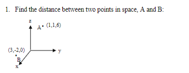 Solved 1. Find the distance between two points in space, A | Chegg.com
