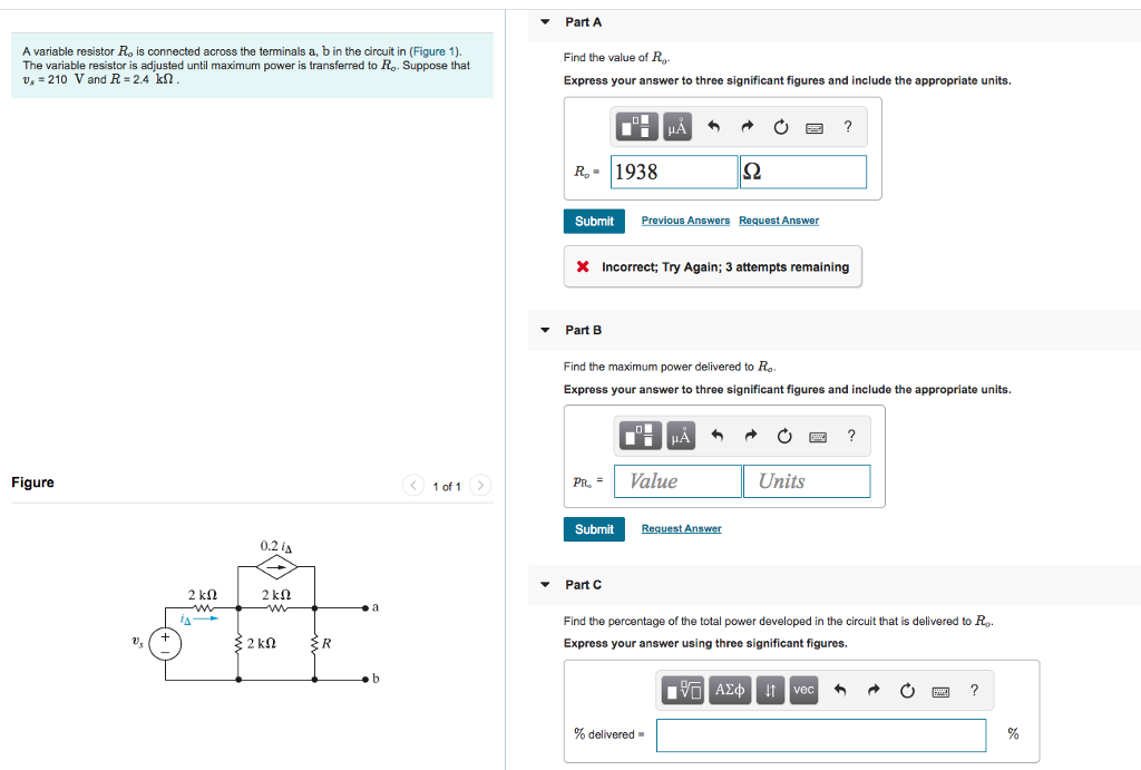 Solved A variable resistor Ro is connected across the | Chegg.com