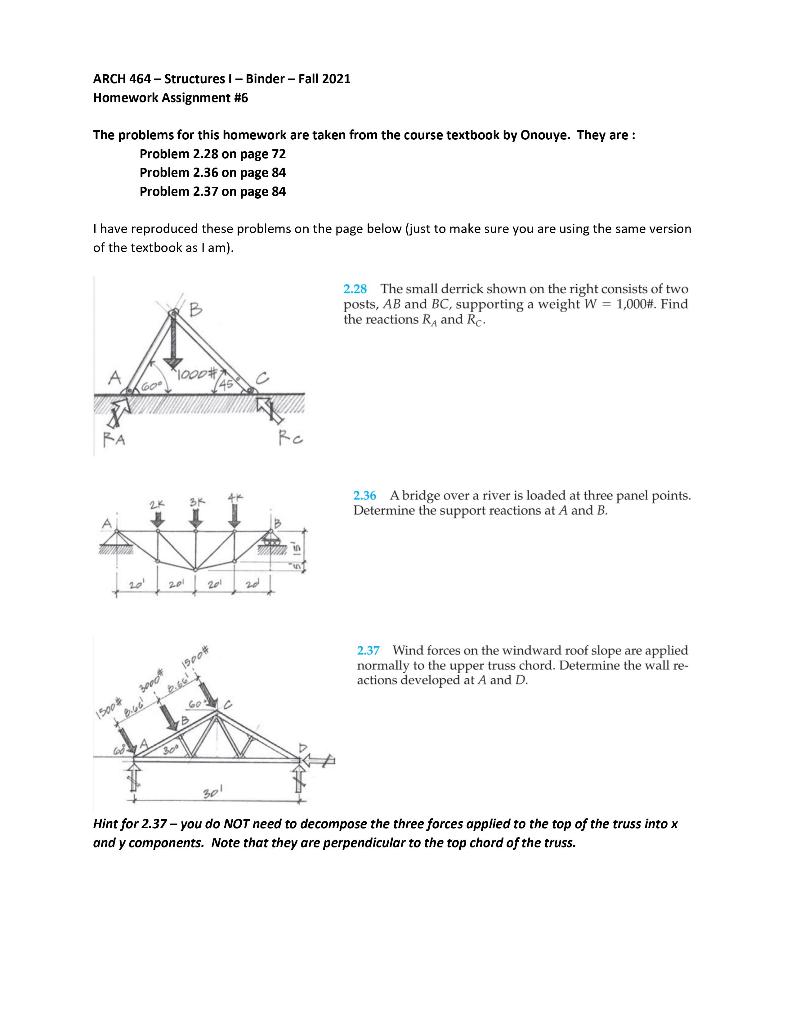 Solved ARCH 464 - Structures 1 - Binder-Fall 2021 Homework | Chegg.com